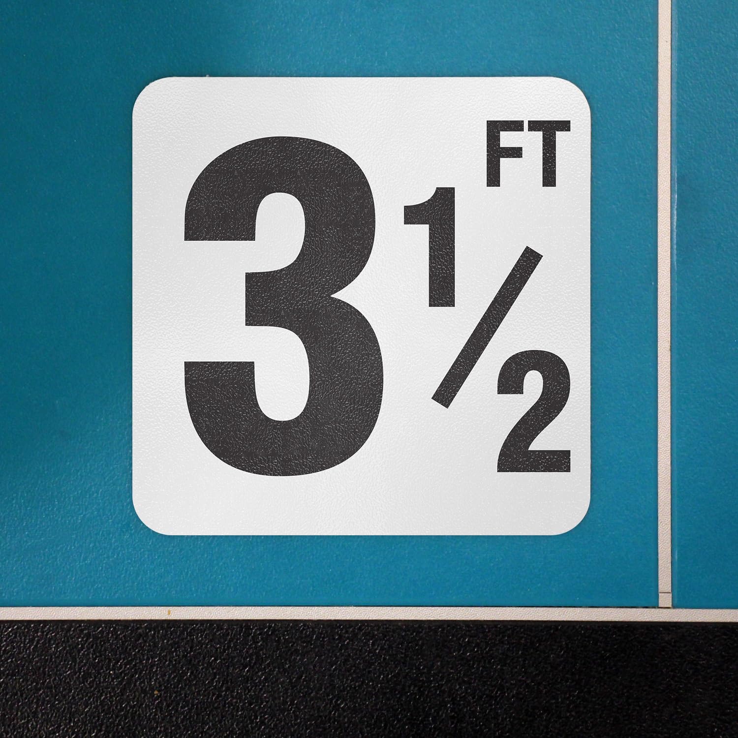 SmartSign β3 and 1/2 Ftβ Adhesive Pool Depth Marker/Sign, 4" Letter Height, 20 mil Laminated Vinyl with Anti-Skid Pebbled Surface, 5.75" x 5.75", Black and White, Made in USA