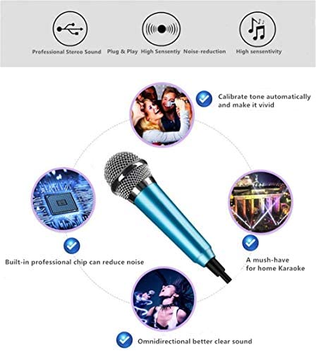Mini Portable Vocal Microphone for Mobile Phone, Computer, Tablet, Recording Chat and Singing(Blue)