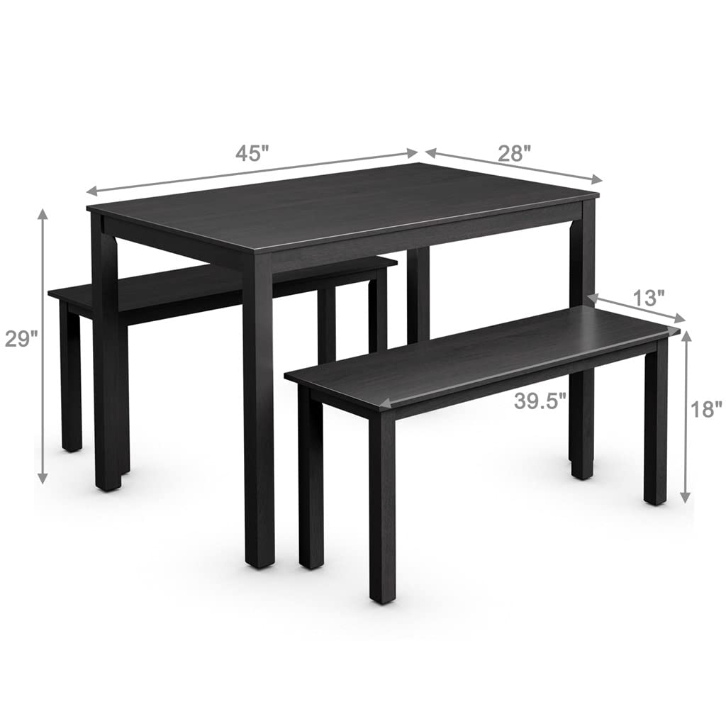LIUZH 3 Piece Studio Collectible Table Dining Table with 2 Bench Wooden Legs Furniture Set (Color : E, Size : As Shown)