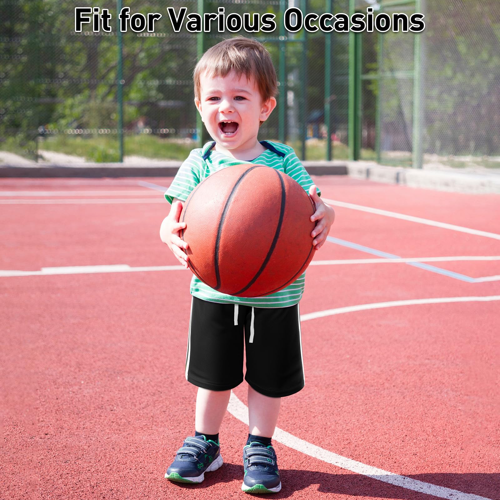 Resinta 4 Pack Toddler Boy Mesh Active Shorts Quick Dry Athletic Performance Basketball Soccer Shorts for Kids