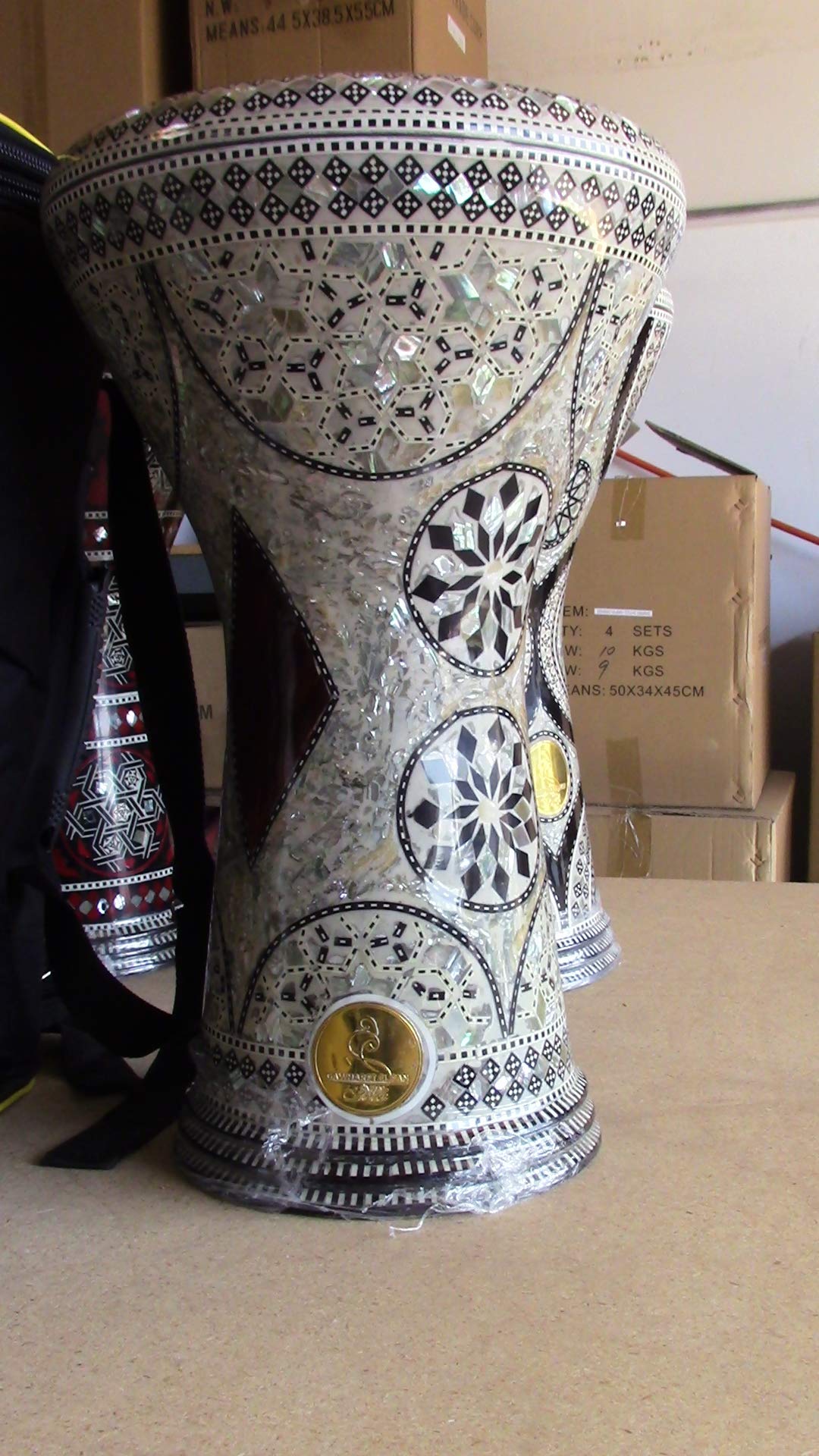 New! Gawharet El Fan Classic 17" Mother of Pearl Darbuka Drum Percussion (Sparkling Shells)