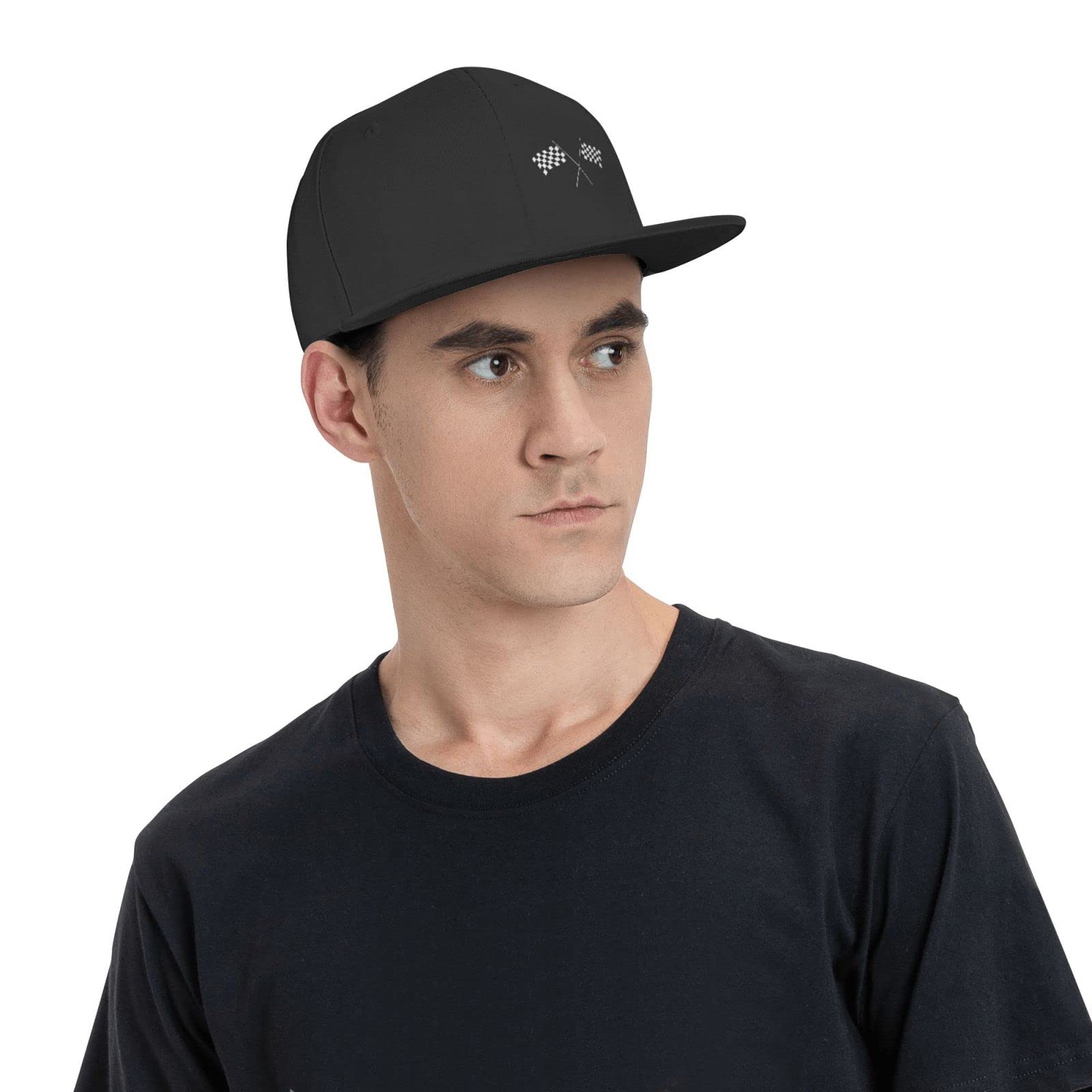 Race Flag Snapback Hat for Men Women Black Adjustable Classic Adult Baseball Dad Hat Vintage Flat Bill Hip Hop Cap