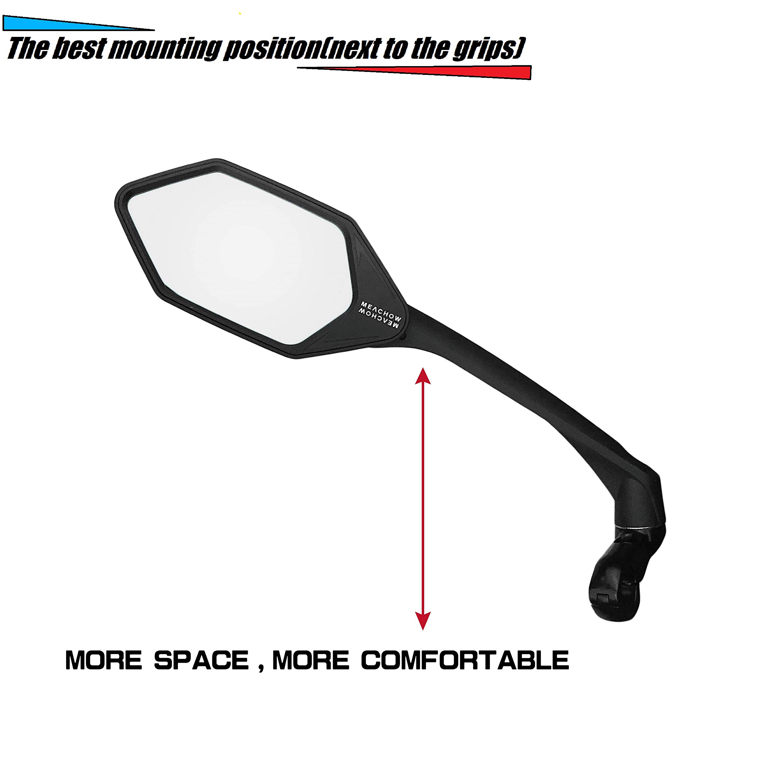 MEACHOW New Scratch Resistant Glass Lens,Handlebar Bike Mirror, Rotatable Safe Rearview Mirror, Bicycle Mirror, (Silver Left Side) ME-007LS