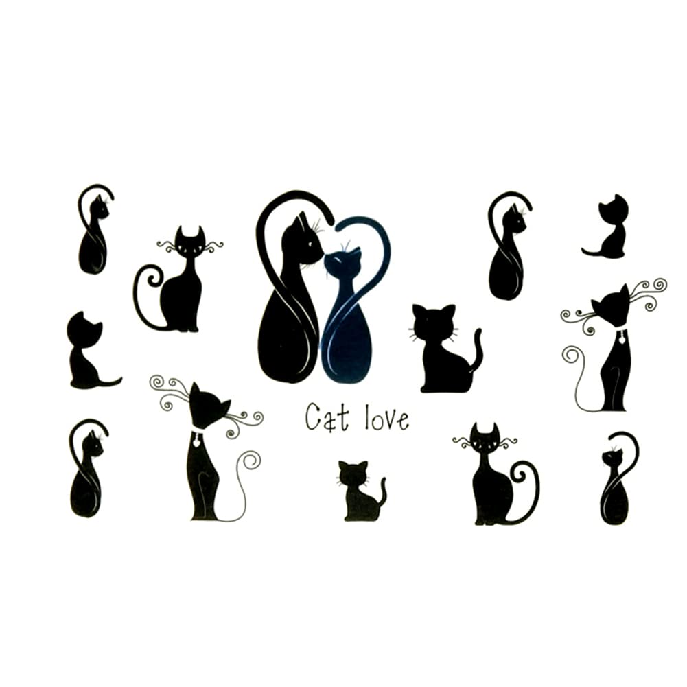 Oottati Small Cute Temporary Tattoo Cats Love Totem (2 Sheets)