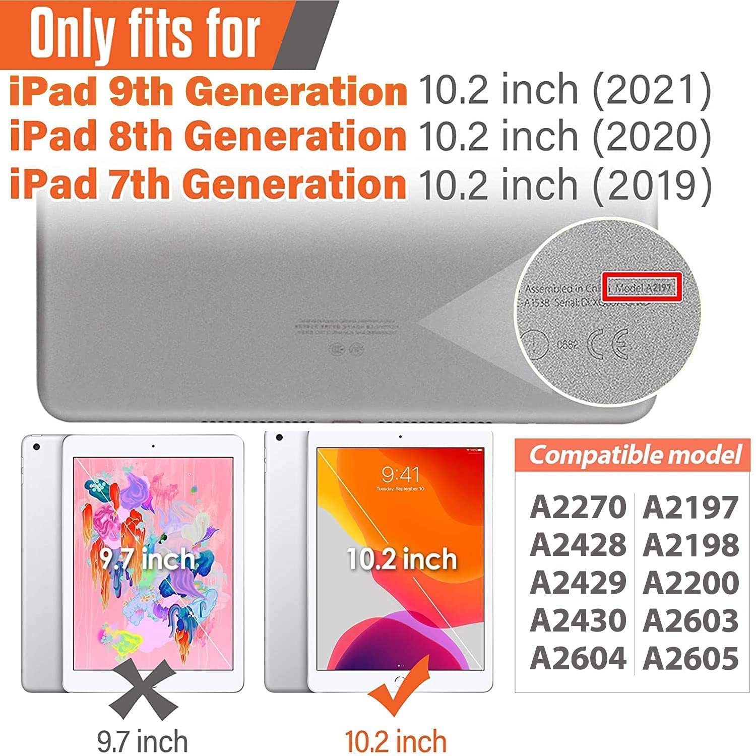 TIRIN iPad 9th/8th/7th Generation Case, iPad 10.2 Kids Case with Built-in Screen Protector, Portable Handle, Convenient Kickstand and Shockproof Cover for iPad 10.2 inch 2021/2020/2019 Model, Blue