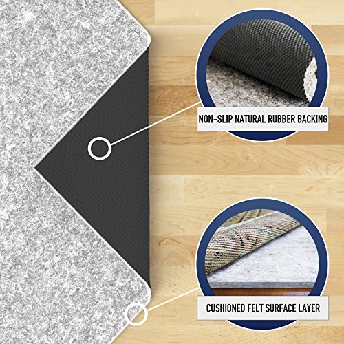 RUGPADUSA - Basics - 6'x9' - 1/4" Thick - Felt + Rubber - Non-Slip Rug Pad - Cushioning Felt for Added Comfort - Safe for All Floors and Finishes