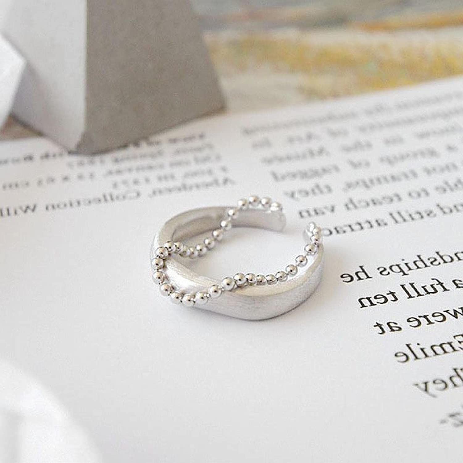 Sterling Silver Ball Bead Adjustable Size Ring, Women'S Engagement Jewelry