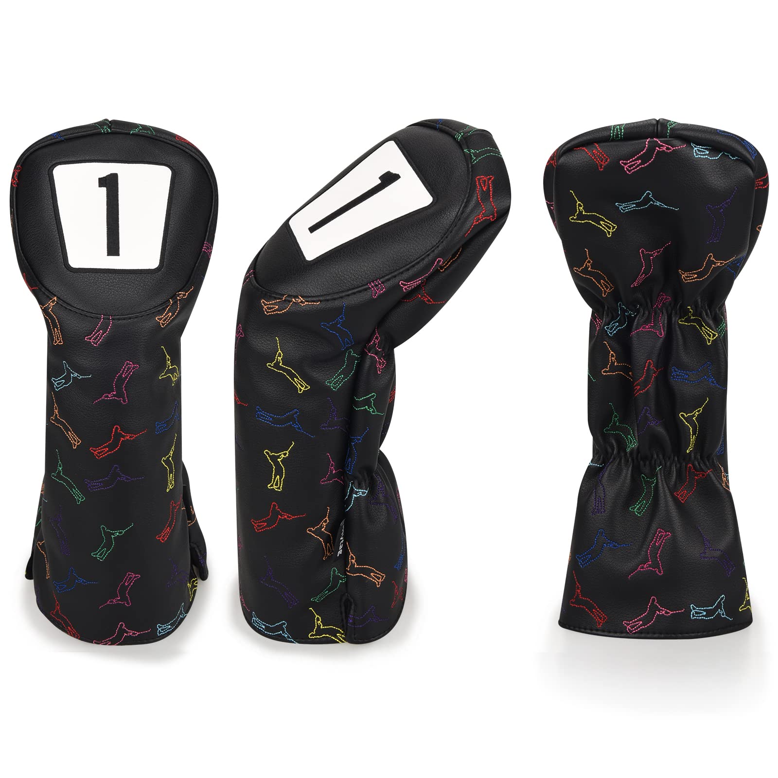 mytag Golf Woods Head Covers 3 Pack Thick Leather Headcovers for Driver, Fairway and Hybrid, Designed to Fit Ping Callaway Titleist (1 Set)