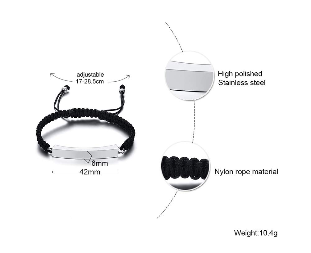 MEALGUET Personalized Customized Stainless Steel Cremation Urn Bracelet ID Bar Braided Bracelet for Ashes Holder Keepsake Locket for Women Men