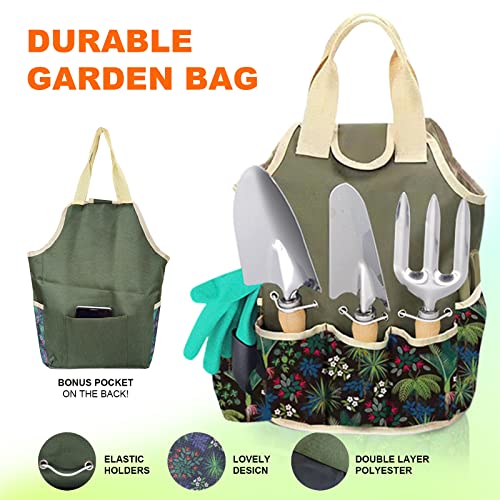 Tesmotor Garden Tools Set, Gardening Gifts for Women Men, 7-Piece Heavy Duty Stainless Steel Gardening Tools with Ergonomic Wooden Handle, Include Multitool Pen and Durable