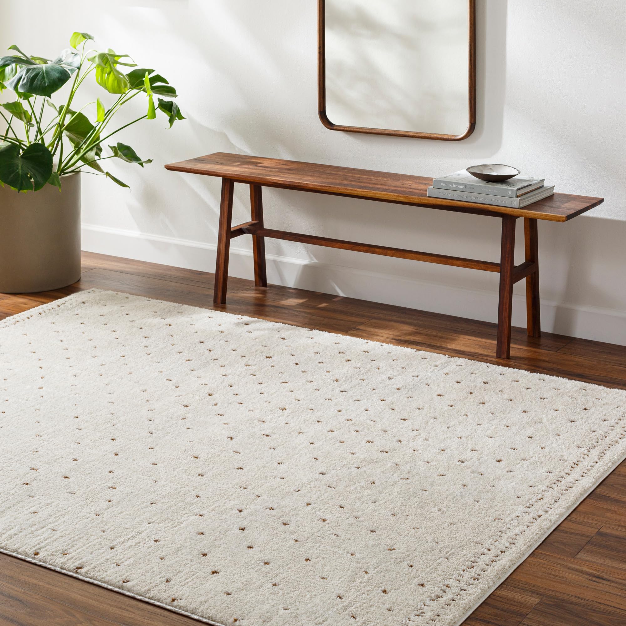 Livabliss Freud Contemporary Machine Woven Area Rug, 9'2" x 12', Ivory