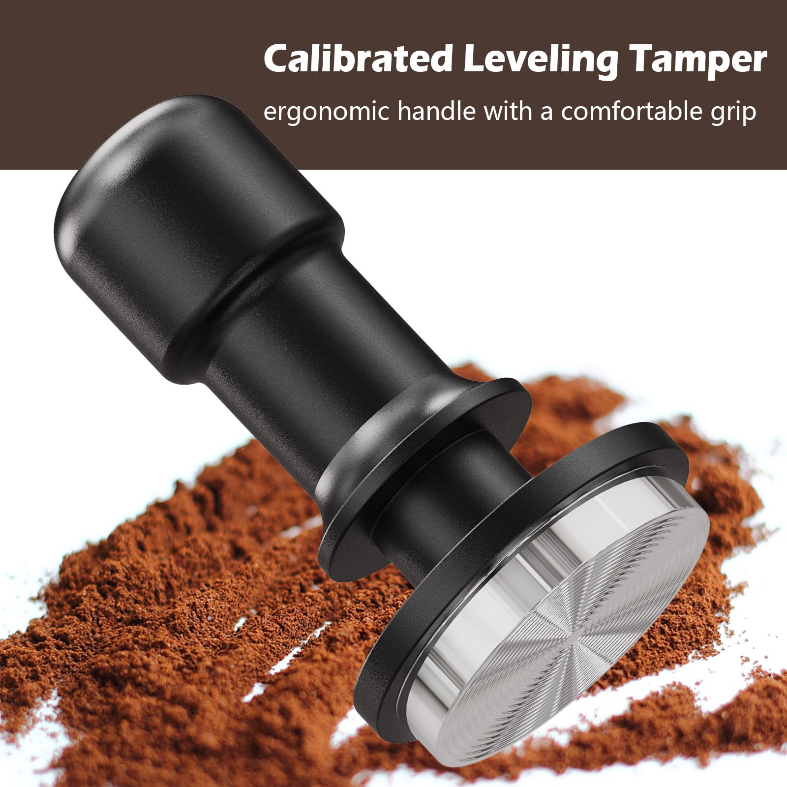PUSEE 53mm Espresso Coffee Tamper,Premium Calibrated Espresso Tamper 30lb Coffee Tamper with Spring Loaded,100% Stainless Steel Ground Tamper for Barista Home Coffee Espresso Accessories Upgrade3.0