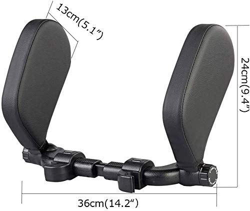 LUOWAN Adjustable Leather Road Pal Headrest Pillow for Car Seat, Sleeping Head Neck Support Side Cushion for Long Road Trip Nap