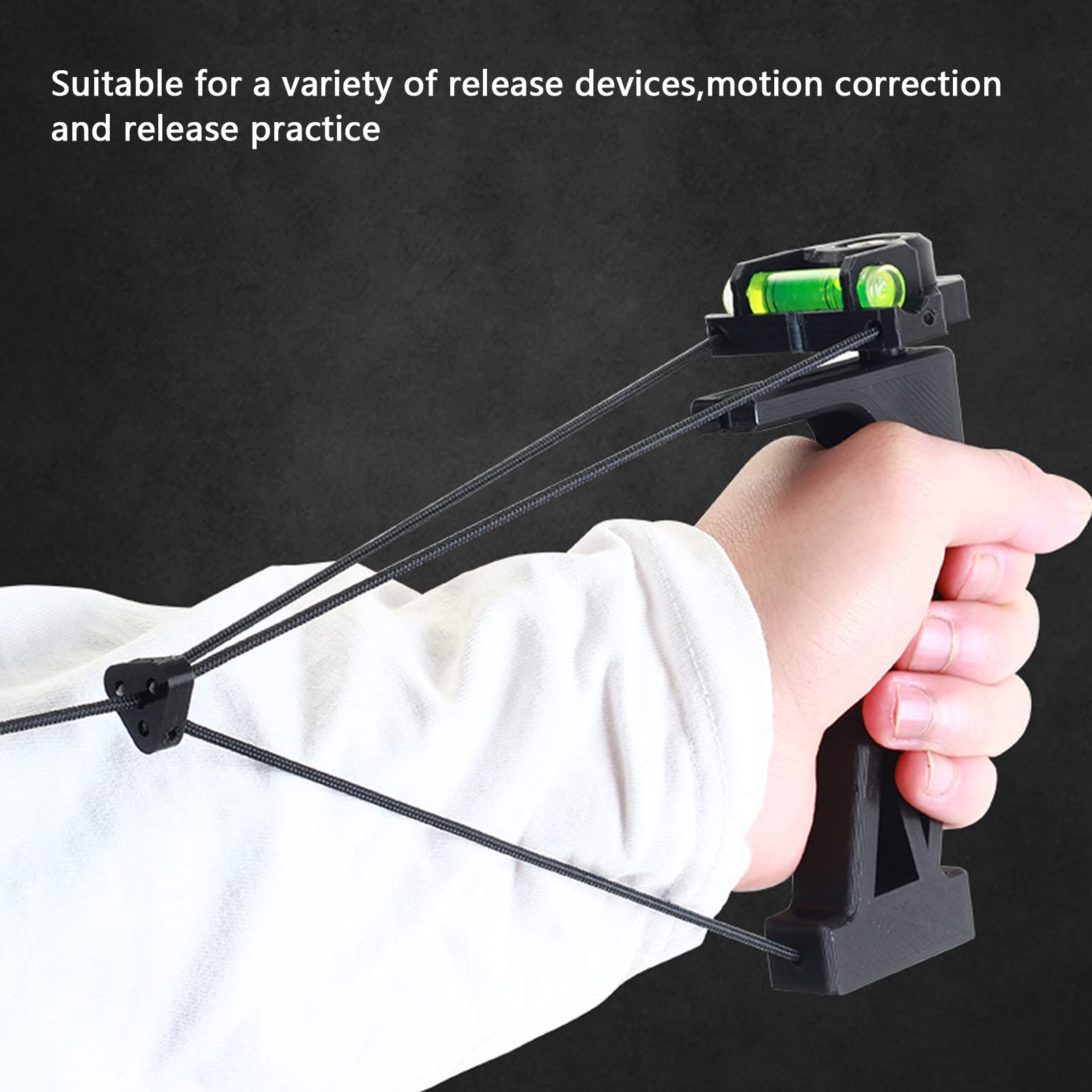 Raguso Archery Trainer Archery Bow Trainer Bow Release Training Band Handle Shape with Level Bubble Stretch Band Exerciser for Recurve Bow Compound Shooting