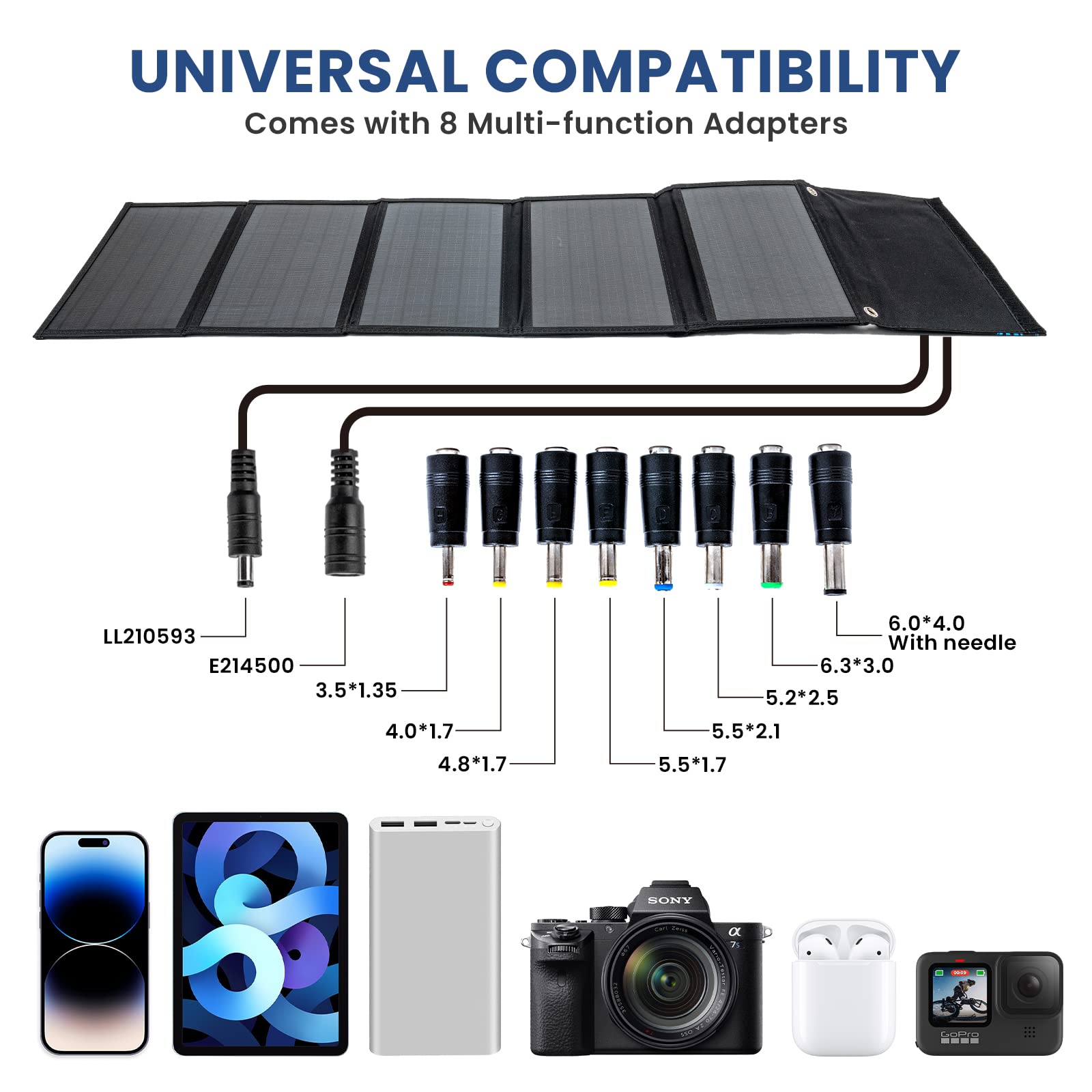 Solar Panel, HAMOPY 40W Portable Solar Panel Charger with Dual USB (5V/4A Overall) & DC (18V1.6A), IPX4 Waterproof Solar Charger for Camping, Compatible with iPhone 14/13/12/11/Xs,iPad,Samsung Galaxy