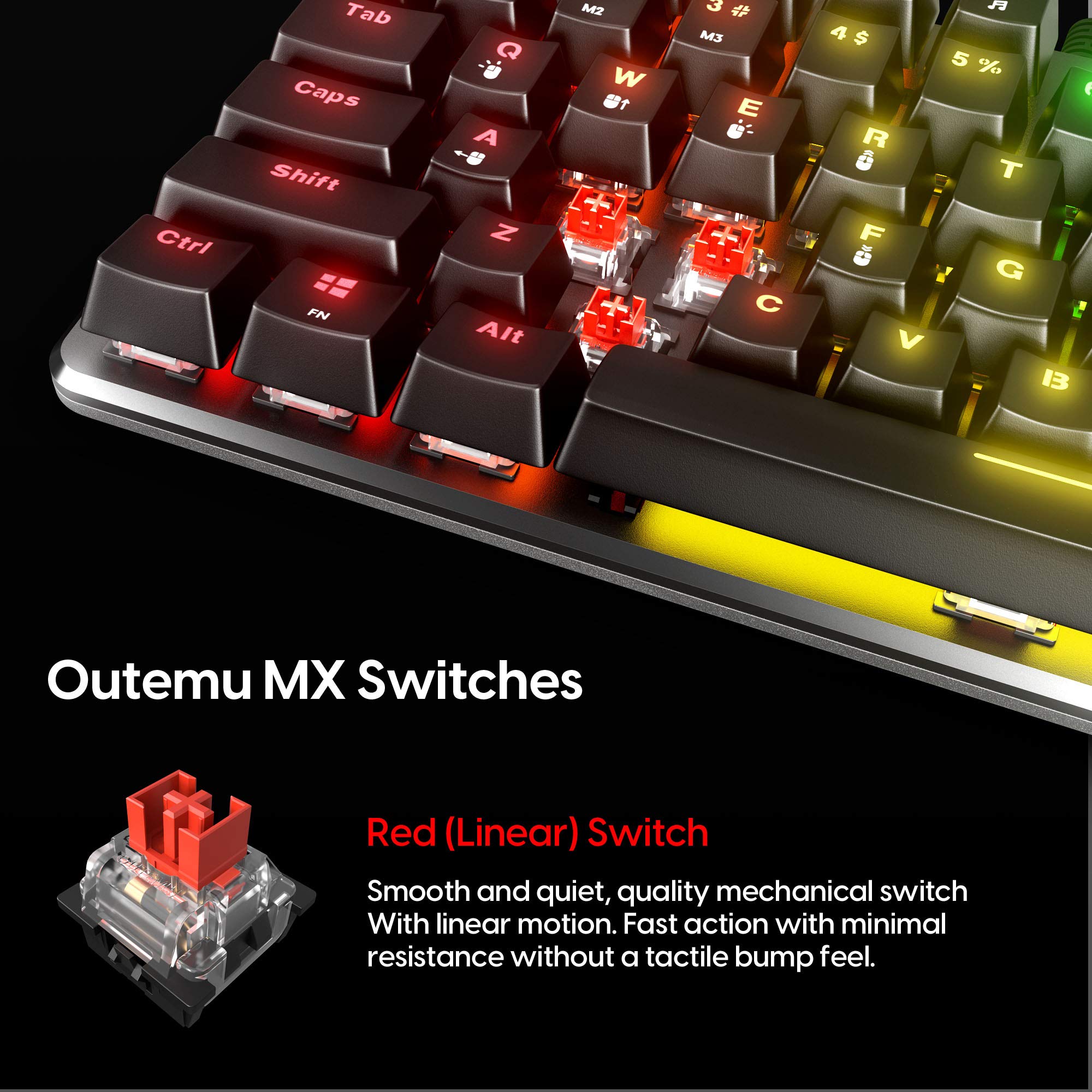 Pulsar Gaming Gears - PK001 Lunar Alloy TKL Mechanical Gaming Keyboard Red Linear RGB LED Rainbow Backlit USB Wired Game Keyboards for Windows PC PS5 PS4 Xbox 87 Keys Silent Outemu Switches FPS