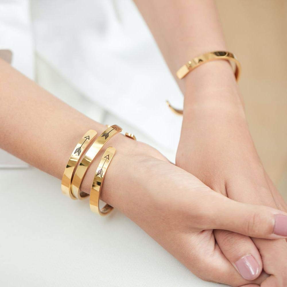 Mint & Lily Serenity Prayer Cuff Bracelet | Personalized Mantra Bangle | Gift for Her | Gold