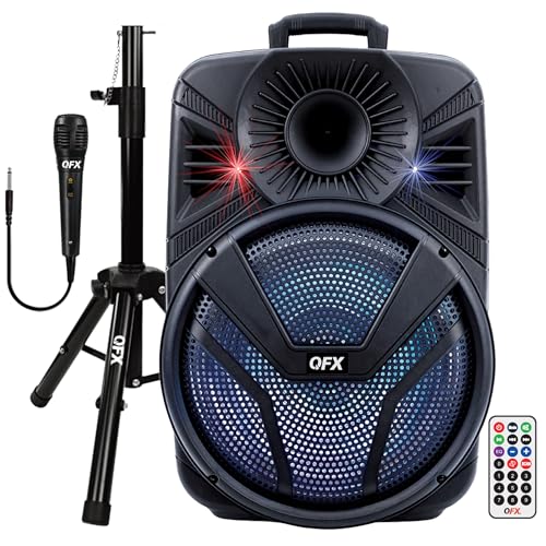 PBX-615SM Bluetooth Portable Party Speaker - 15β Woofers, 1.5β Tweeter, True Wireless Stereo, LED Party Lights, Microphone & Stand Included - DJ Speakers Bluetooth Wireless