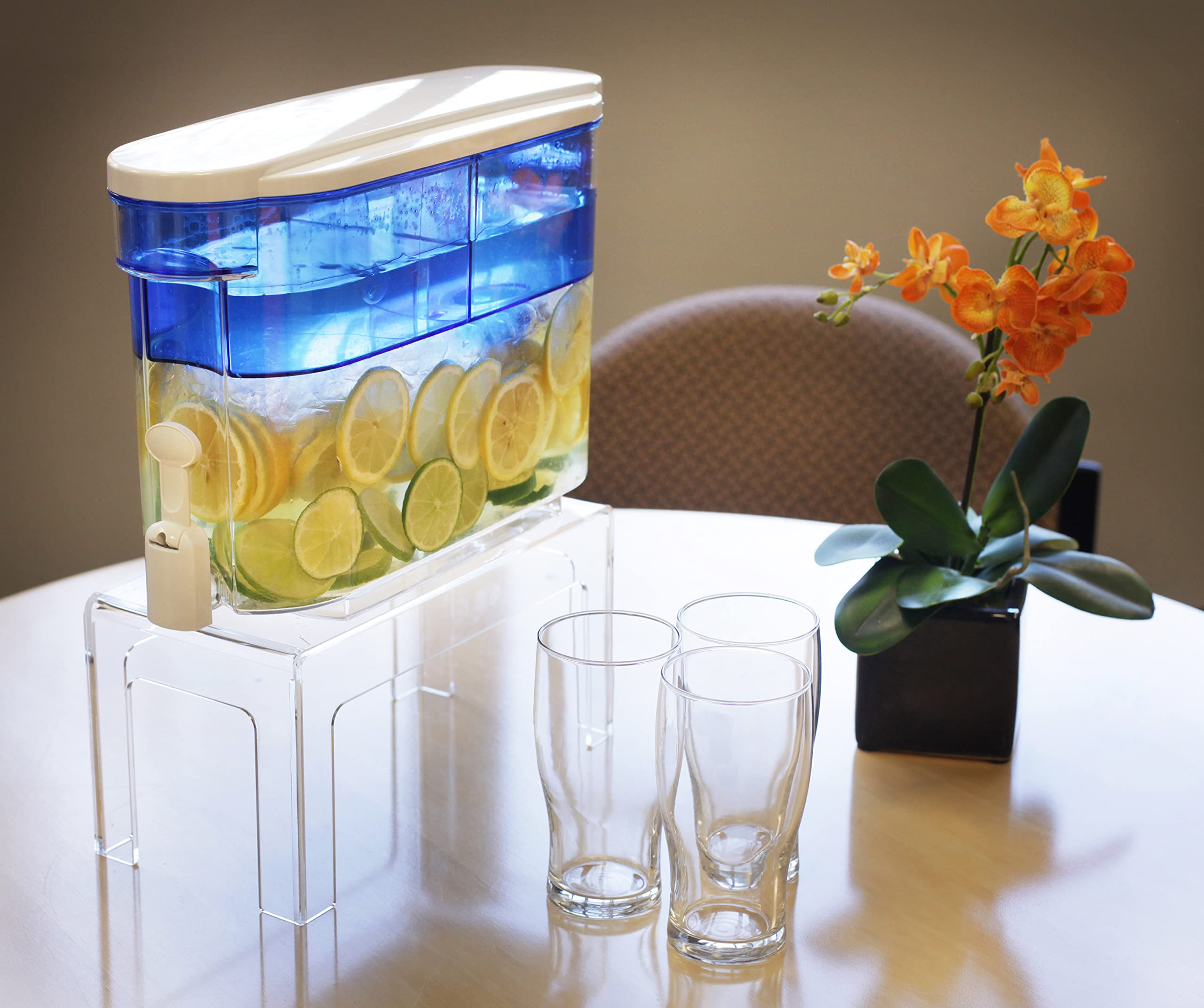 The Beverage Butler Countertop Water Filter Pitcher Stand - Clear Heavy Duty Acrylic Frame - 12" x 6" x 6" - Compatible with Brita UltraMax, PUR Ultimate and, ZeroWater ZD018