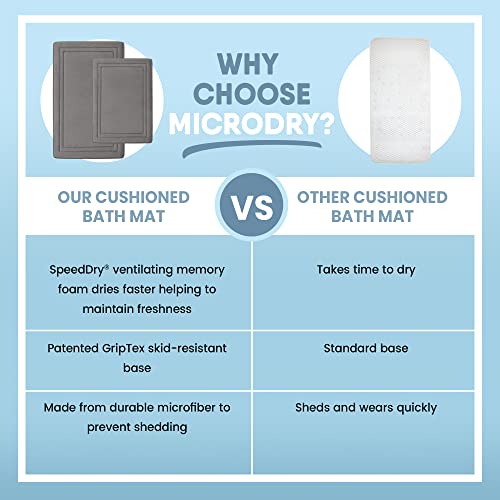 MICRODRY Quick Dry Memory Foam Luxury Framed Bath Mat Rug (Dark Grey, 2-Piece Set)