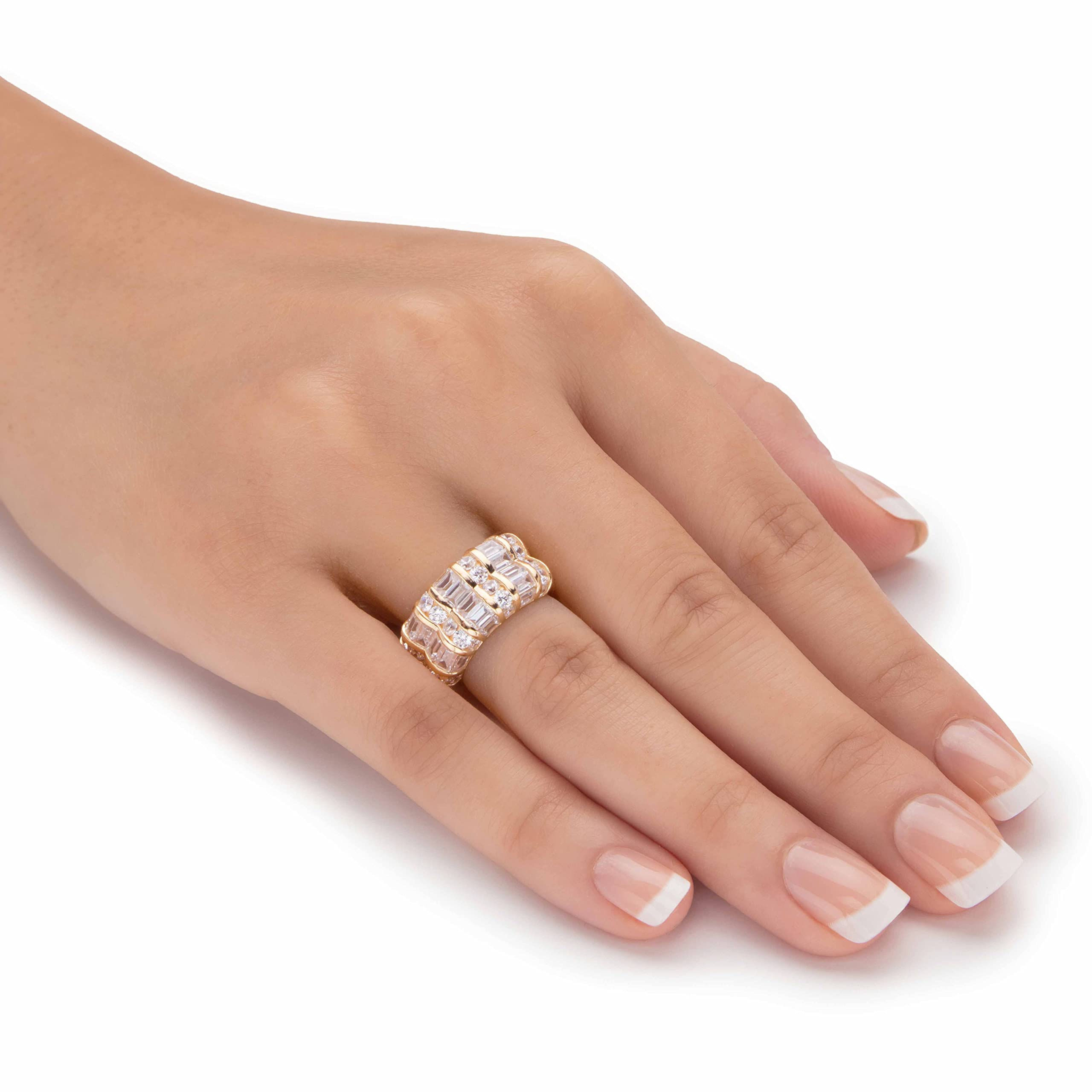 PalmBeach Yellow Gold-plated Sterling Silver Baguette Cubic Zirconia Ring Sizes 6-10 Size 7