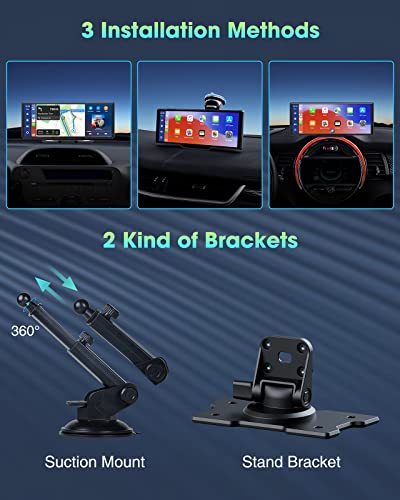 LAMTTO Wireless Car Stereo with Apple Carplay,1080P Rear Camera,9.26" Portable Touchscreen Car Play Screen for Car, Car Radio Receiver with Android Auto,GPS Navigation,Bluetooth,AirPlay, FM,Siri