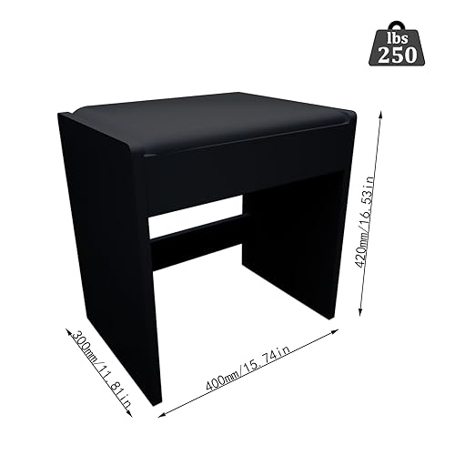 Livavege Vanity Desk with Mirror and LED Lights, Makeup Vanity Table with 2 Drawers, 6 Storage Shelves, Cushioned Stool, 3 Color Light Options Adjustable Brightness, Dressing Table Set for Bedroom