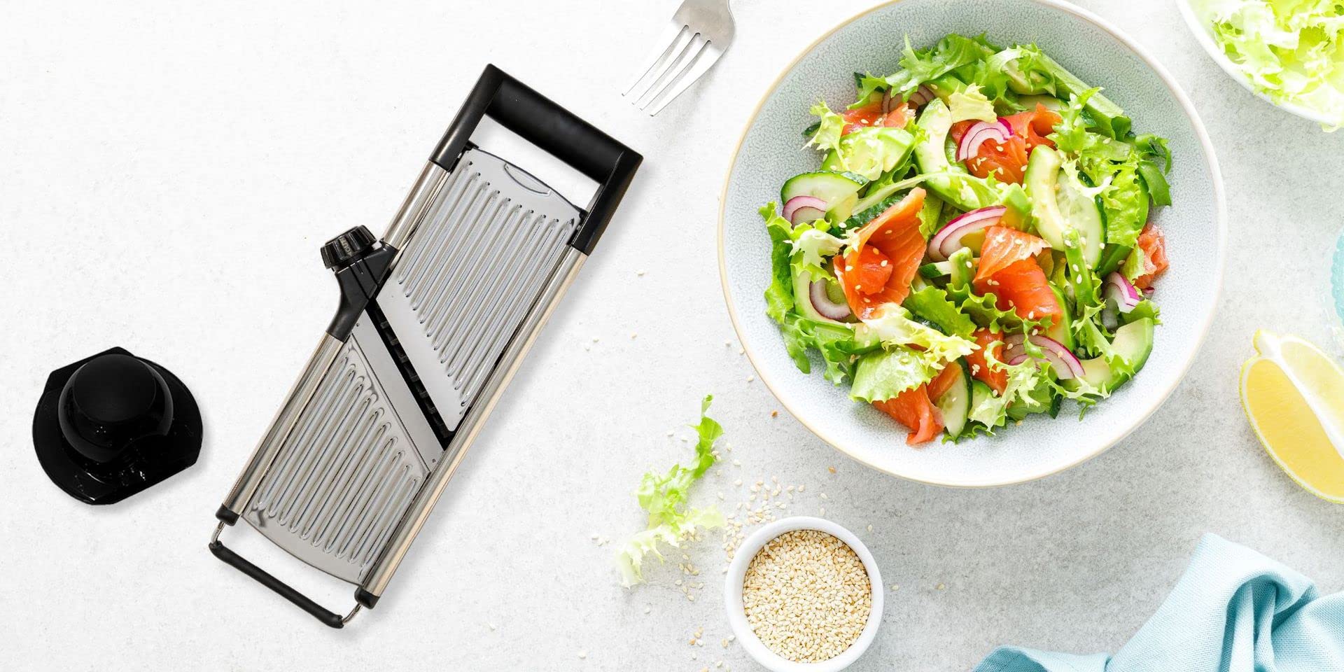 Mandoline Slicer for Kitchen, Stainless Steel Vegetable Slicer for Potato, Tomato and Onion, Adjustable Stainless Steel Food Slicer, Chopper for Vegetables