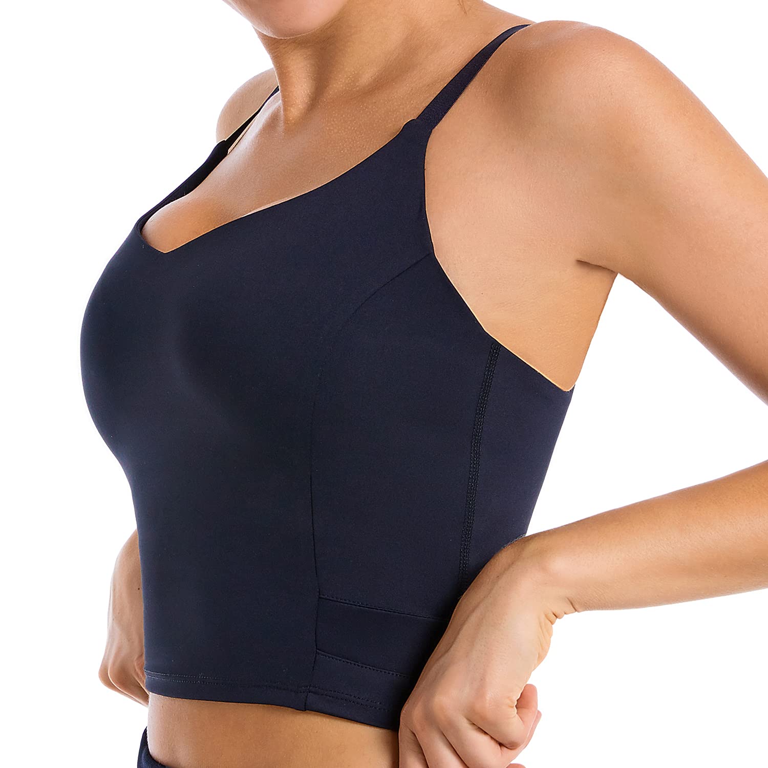niceday Women’s Longline Sports Bra Wirefree Padded Medium Support Yoga Bras for Running Workout Tank Tops Black