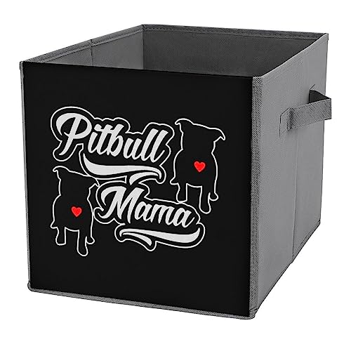 Pitbull Mama1 Storage Cubes with Handles Foldable Fabric Bins Organizing Baskets for Shelves Closet
