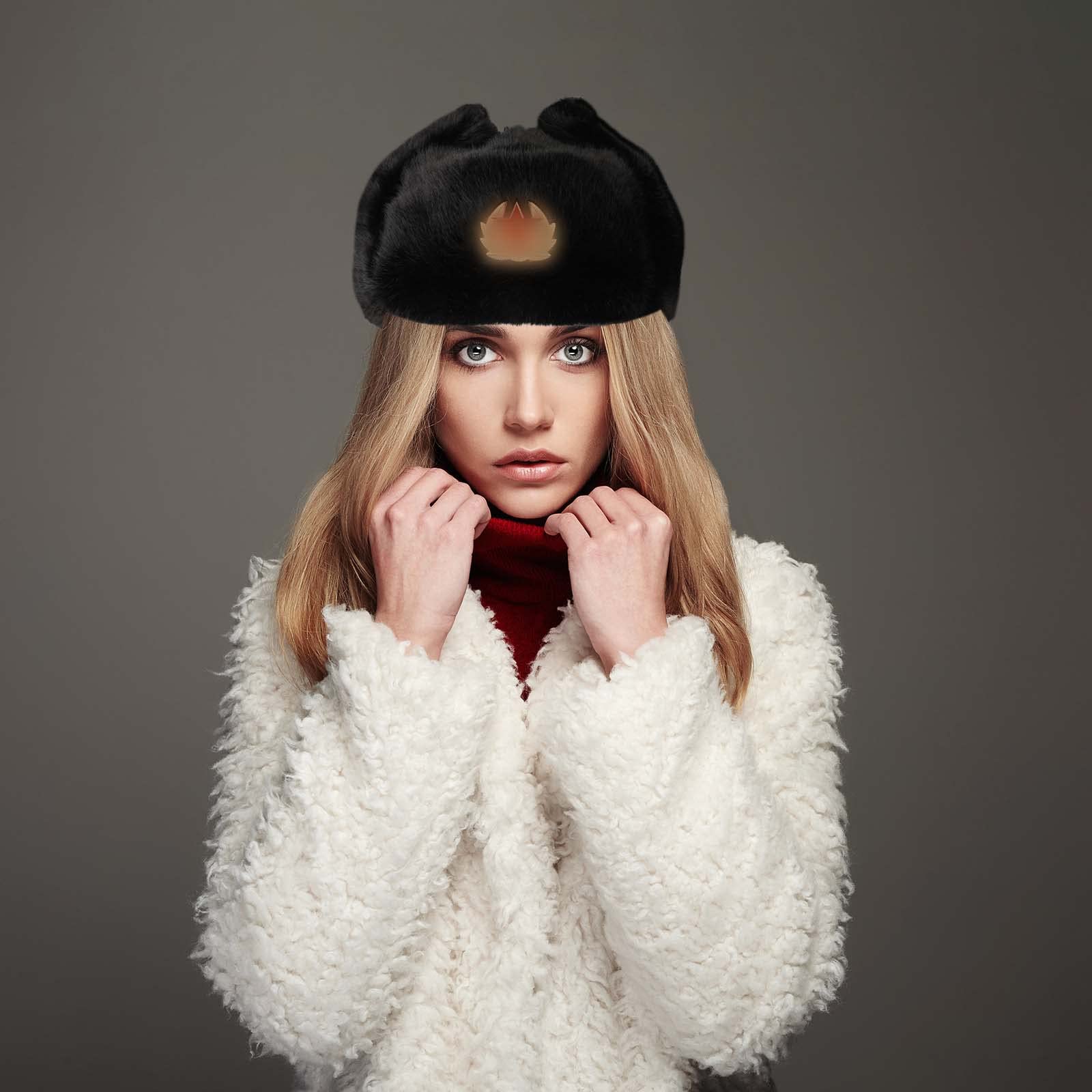 SATINIOR 2 Pieces Russian Hat Ushanka Hat Faux Fur Cap Cossack Trapper Hat Black Beanie Flaps Hat with Badge for Men