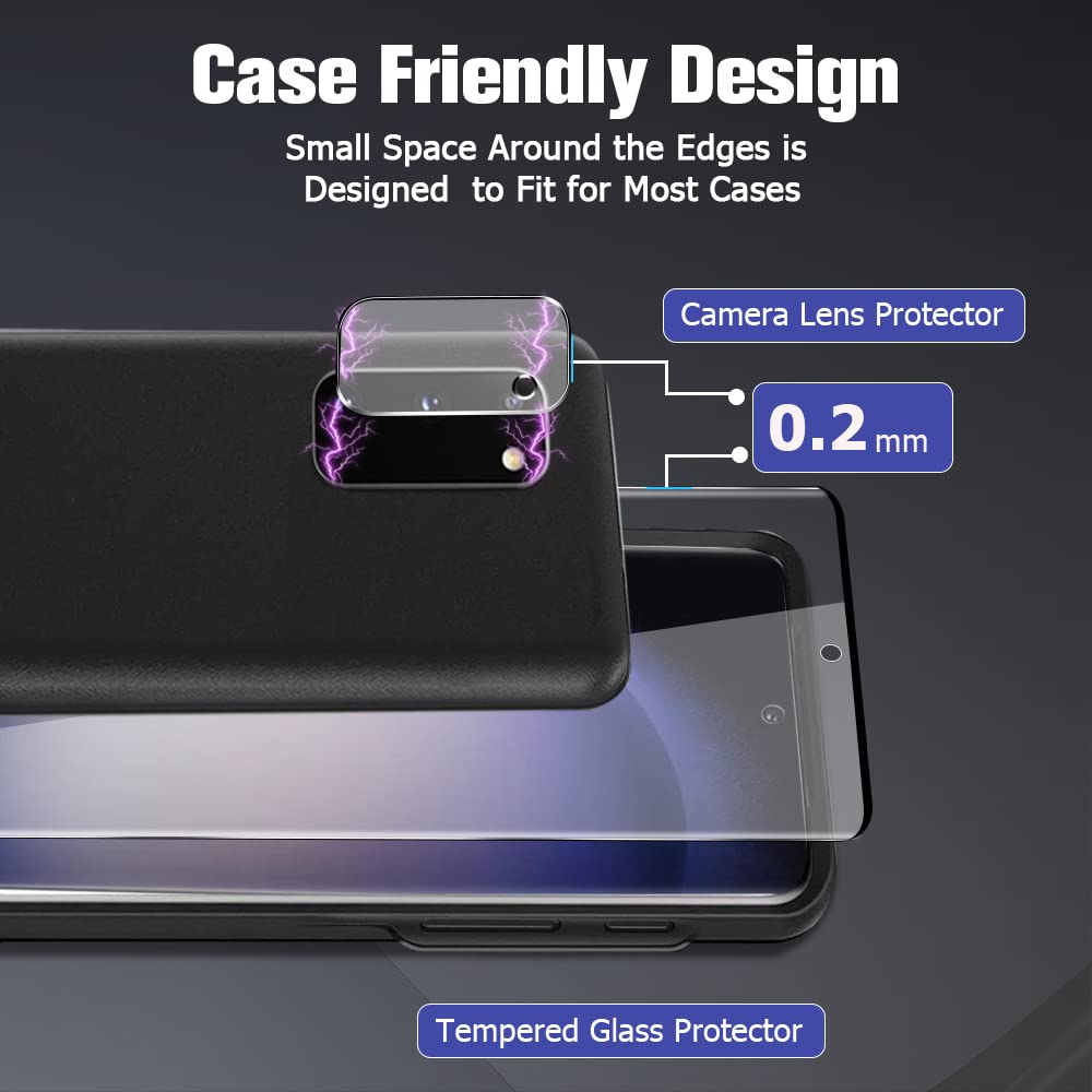 LETANG [2+2Pack] Galaxy S20 Screen Protector Tempered Glass + Camera Lens Protector [9H Hardness][Compatible Fingerprint] 3D Curved HD Clear Glass Film For Samsung Galaxy S20 5G 6.2 Inch