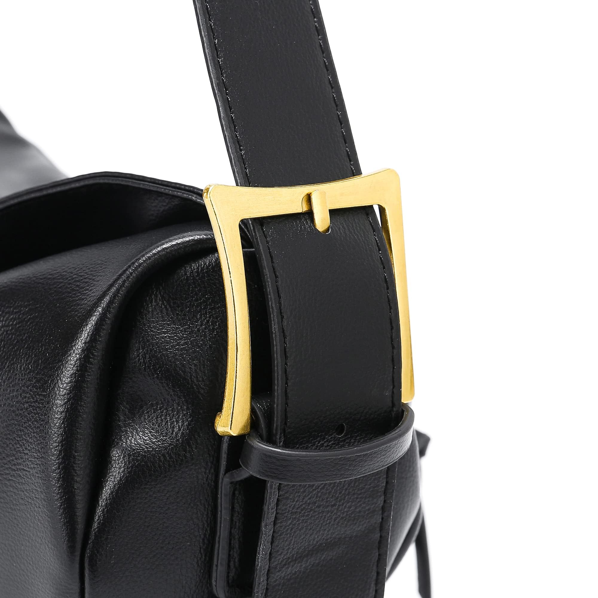SUANNI Leather Crossbody Bags for Women,Large Capacity Luxury Shouler Bag,Soft Moon Shape Dumpling bag Solid Handbag Purse (Black)