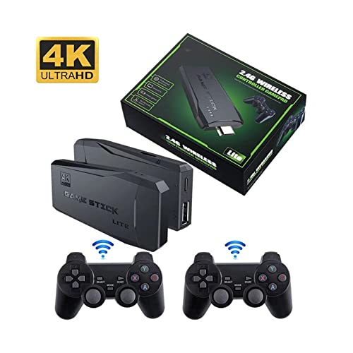 TOBAYA Gift Plug and Play Boys Video Game Console 2.4G Double Wireless Controller Game Stick 4K 10000 Games 64GB Retro Games for PS1/GBA Christmas GIF