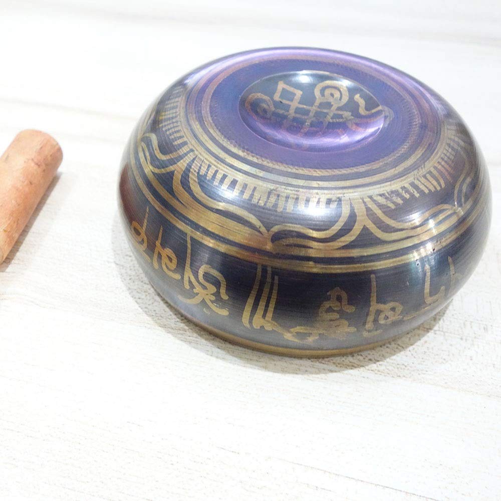 TJLSS 7 Different Sizes Nepal Black Brass Singing Bowl Sacred Dharma Rituals Tibetan Bowl for Meditation Yoga (Size : 125MM)