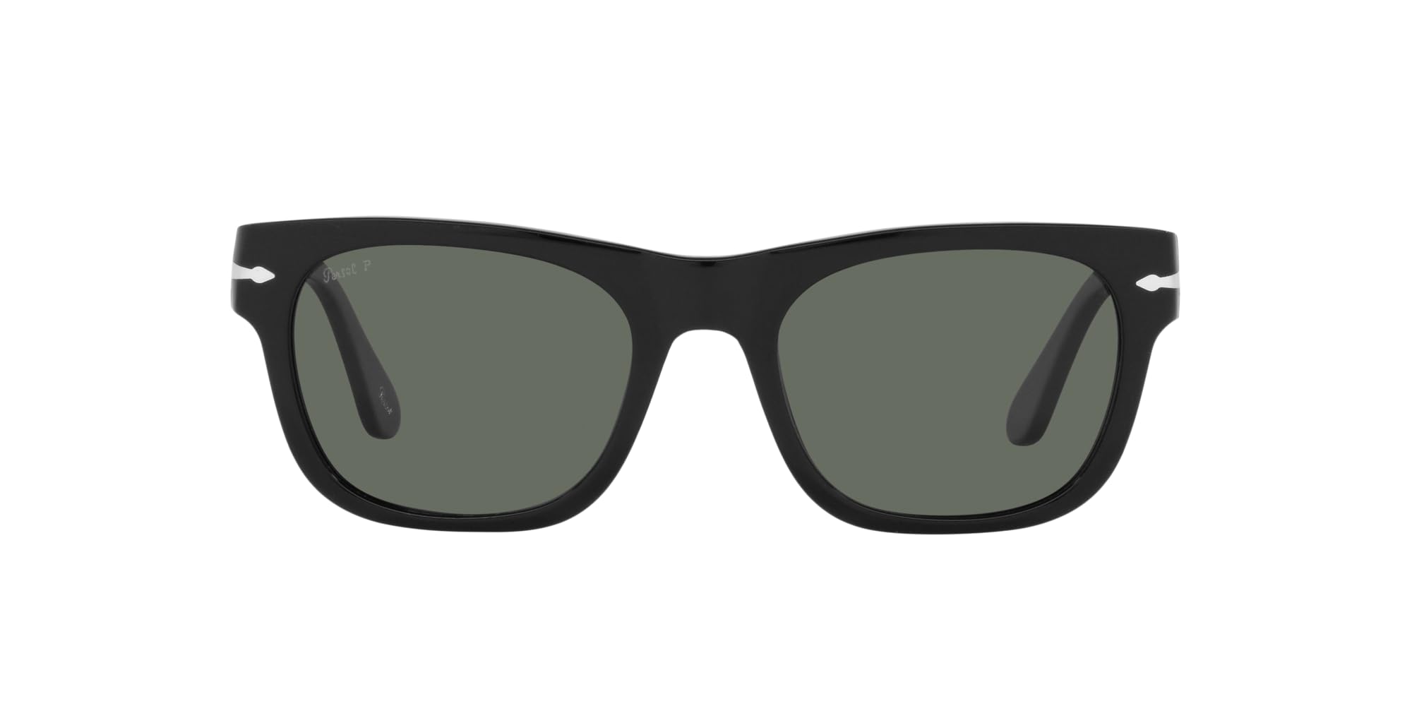 Persol PO3269S Square Sunglasses, Black/Green Polarized, 52 mm