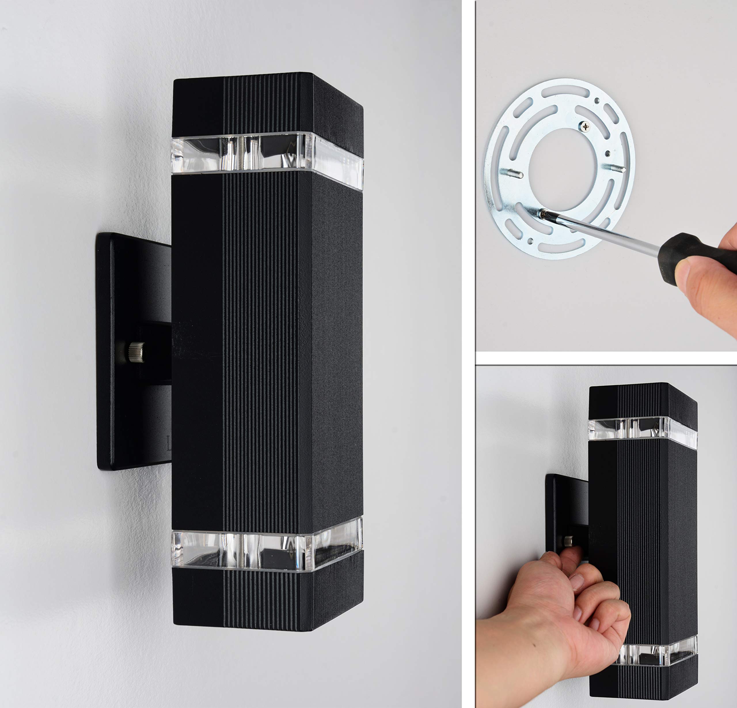 LMP 4 Pack LED Square Up and Down Lights Outdoor Wall Light,Body in Aluminum Waterproof Outdoor Wall Lamps,3000k 5W with Certificate ETL