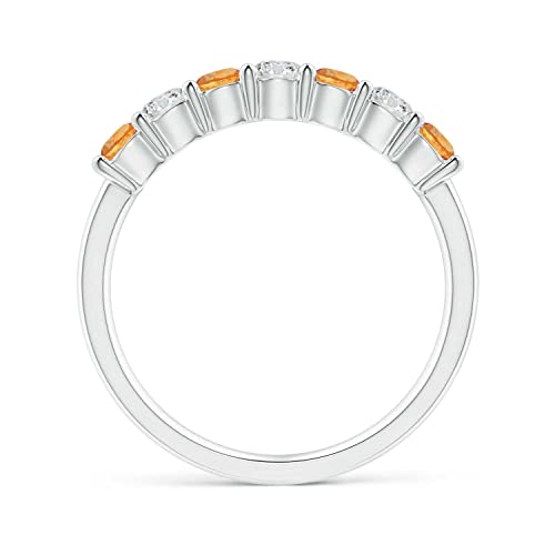 Round 3.00mm Half Eternity Citrine Band | Sterling Silver 925 | Engagement & Anniversary Collections For Woman's | It is a thoughtful and personal gift that is Good for your occasion. (White, 8)