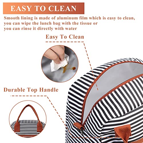 VASCHY Lunch Bags for Women, Cute InsulatedĀ Lunch Box Tote Reusable Cooler Bag with Removable Shoulder Strap for Work Classic Strip
