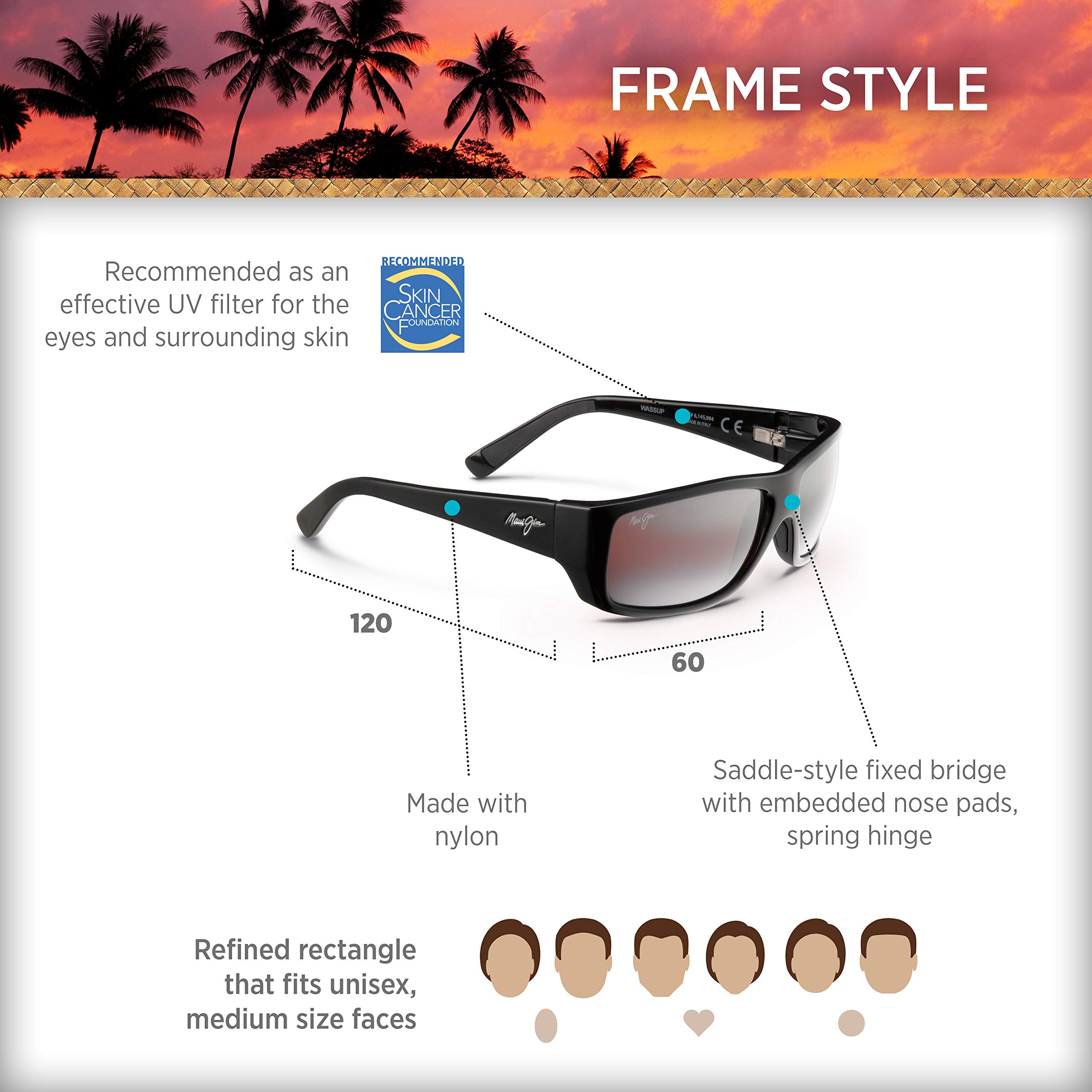 Maui Jim Women's Hanapaa Polarized Classic Sunglasses, Purple Tortoise/Maui Rose®, Medium