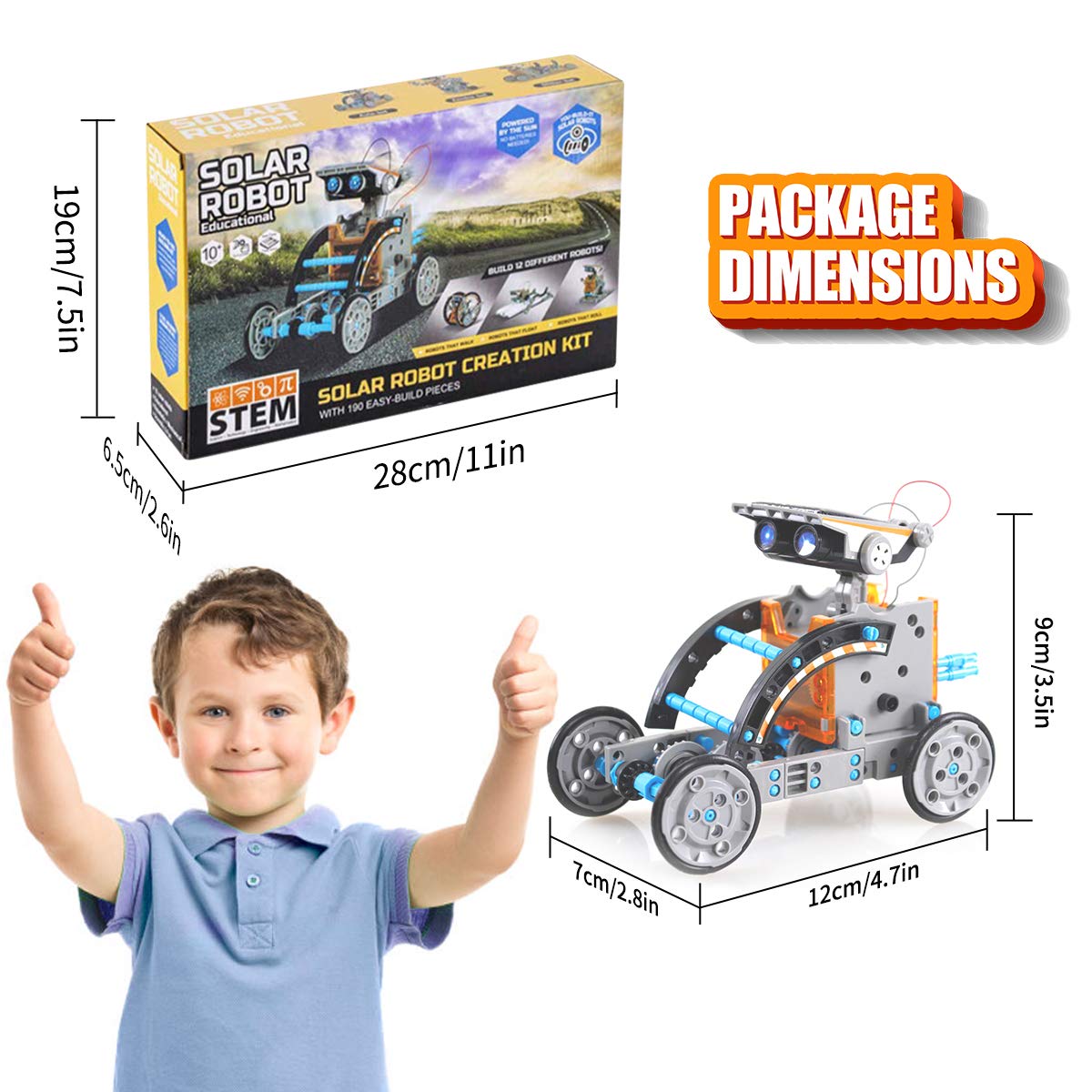 LYiUP Solar Robot Kit 12 in 1 STEM Robot Toy Education Learning Science DIY Solar Powered Building Toys for Kids Age 8+ Years Old Boys Girls