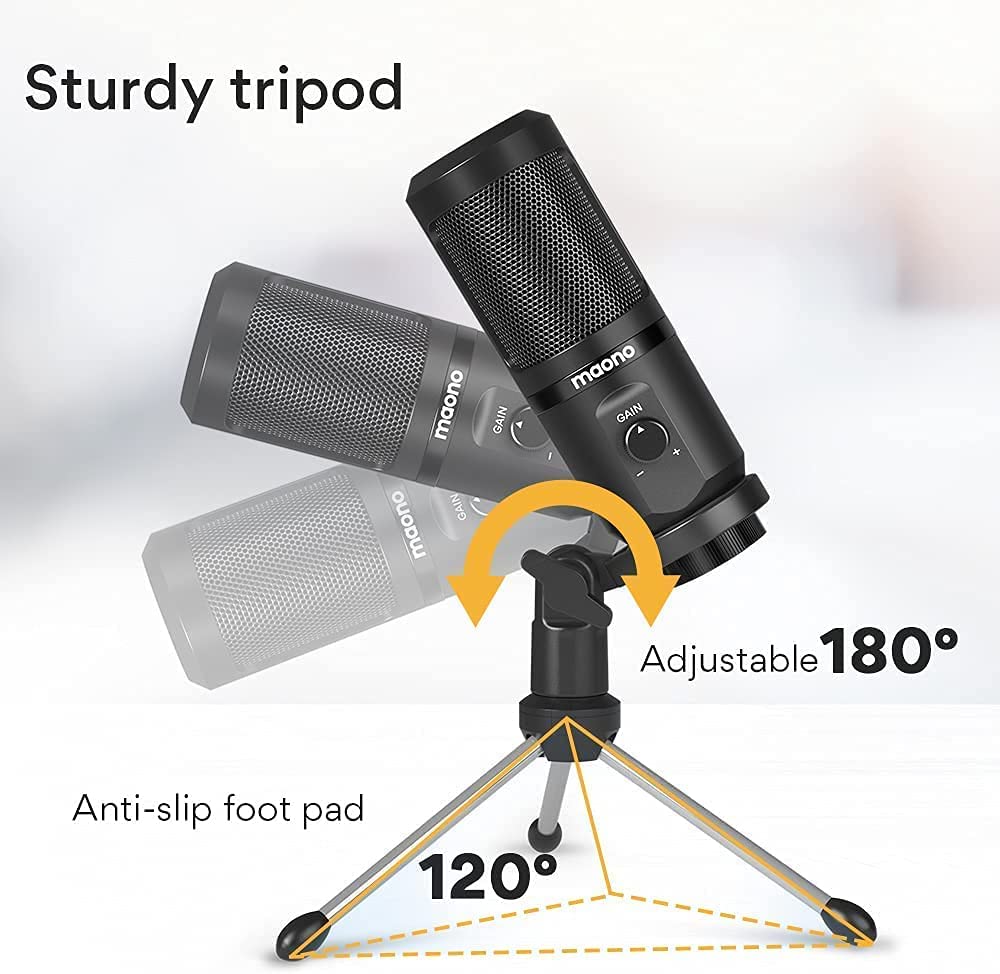 MAONO USB Gaming Microphone, PC Computer Condenser Mic with Gain for Recording, Podcasting, Streaming, YouTube, Twitch, Skype, Compatible with PS5 PS4 Mac Laptop Desktop (PM461TR)