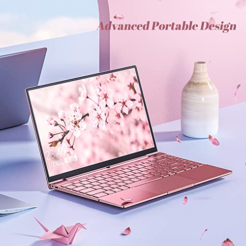 Naroote Gaming Laptop, 100‑240V Pink 2K Resolution IPS 15.6in Laptop for Window11 with Fingerprint Keypad for Office (12+512G US Plug)