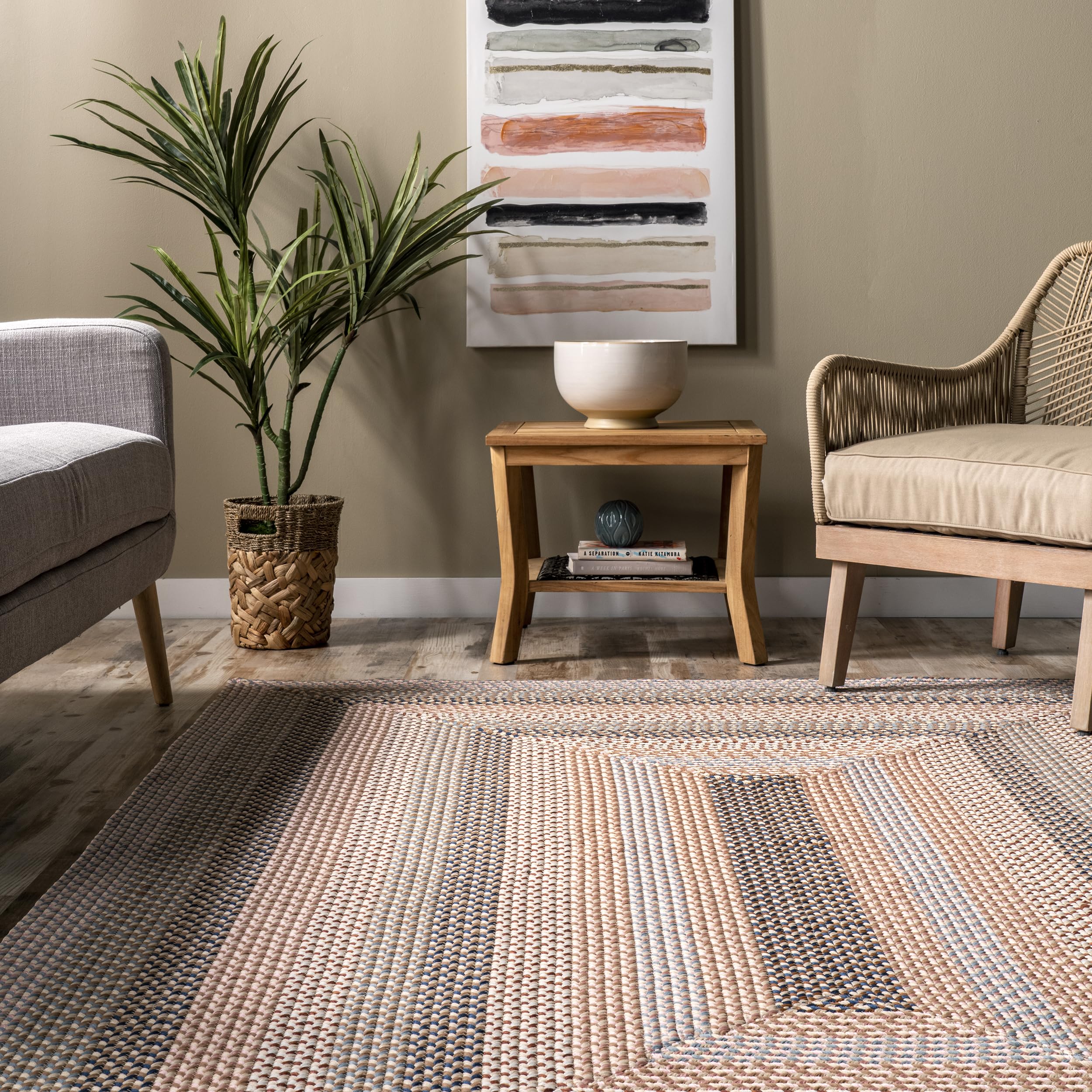 nuLOOM Gwyneth Braided Stripes Indoor/Outdoor Area Rug, 5x8, Beige Multi