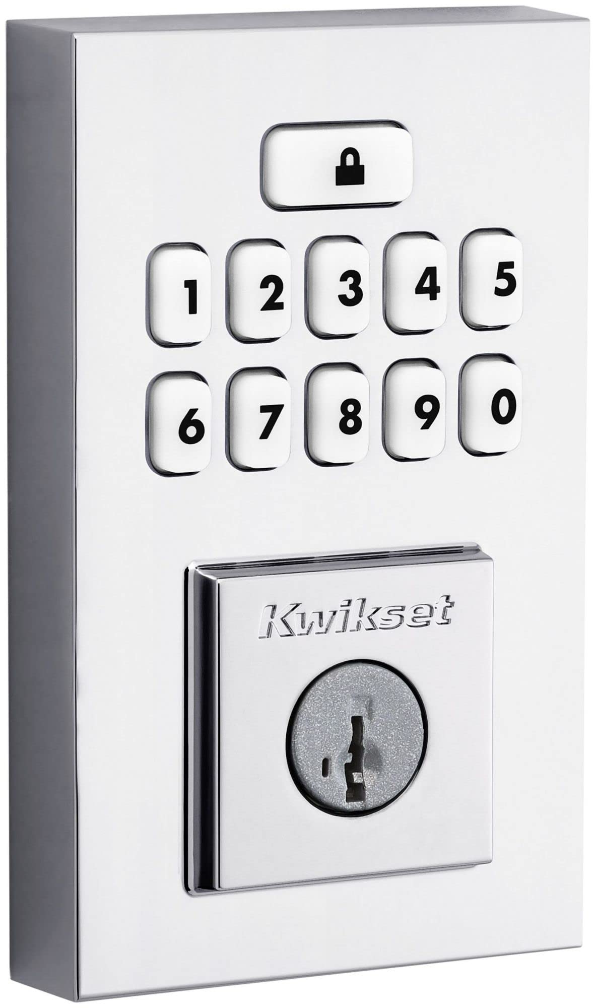 Kwikset 9260CNT-26S Contemporary SmartCode Keypad Electronic Deadbolt SmartKey Bright Chrome Finish