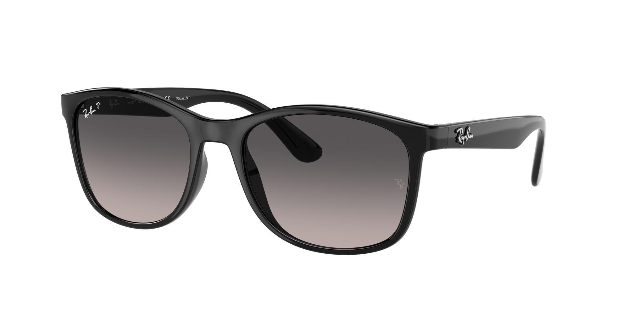 Ray-Ban RB4374F Low Bridge Fit Square Sunglasses, Black/Polarized Grey Gradient, 58 mm