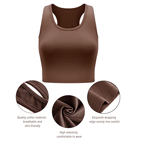 SlimPro 4 Pieces Basic Crop Tank Tops Sleeveless Racerback Workout Crop Top Sport Tank Top for Women Daily Wearing