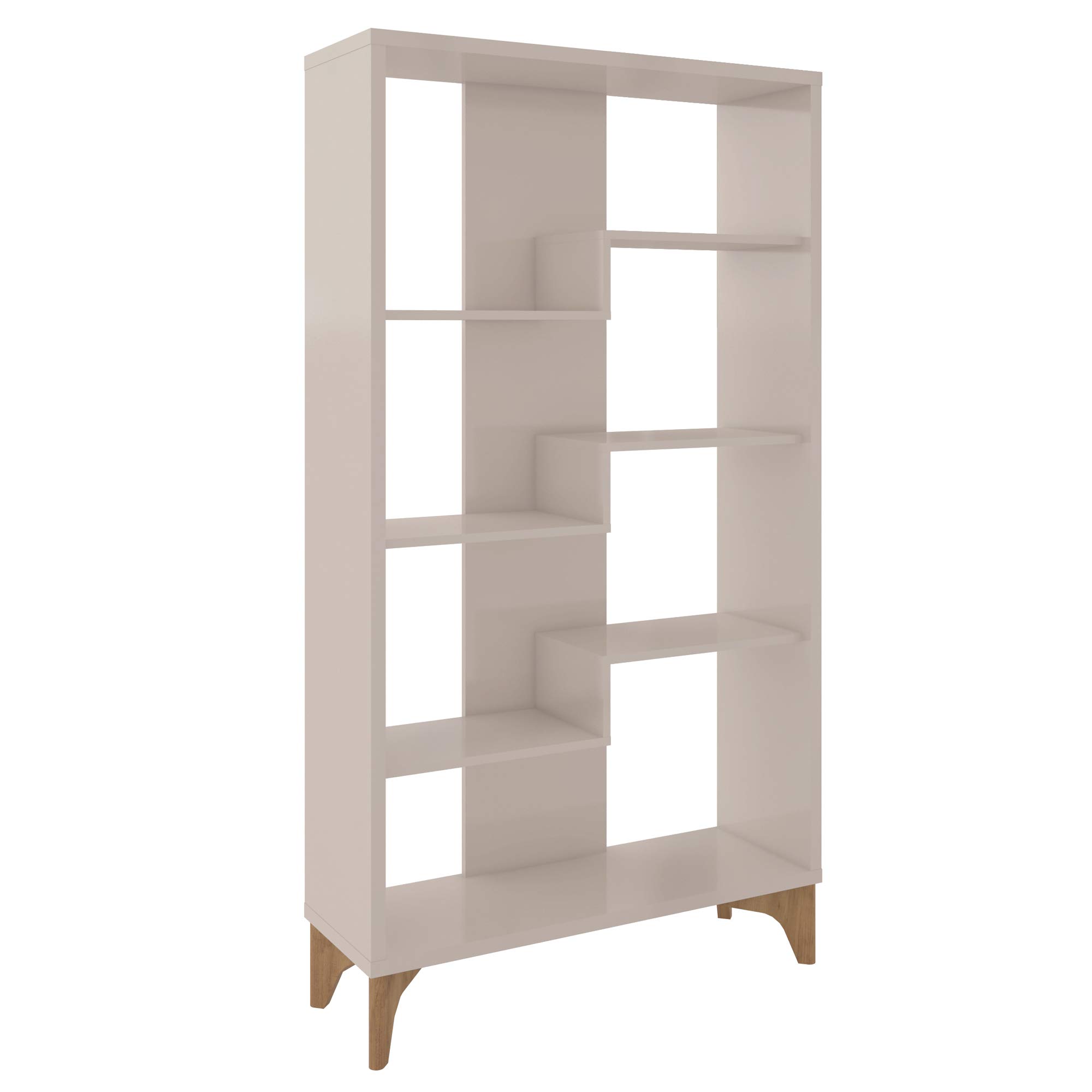 Manhattan Comfort Gowanus Modern Home Office 4 Shelves Geometric Bookcase, 35.43", Off White