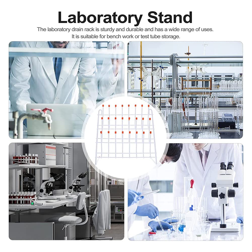 Viupolsor Lab Drying Rack 24 Pegs Lab Glassware Rack Wire Glassware Drying Rack Wall Mount/Freestanding Lab Glass Drying Rack