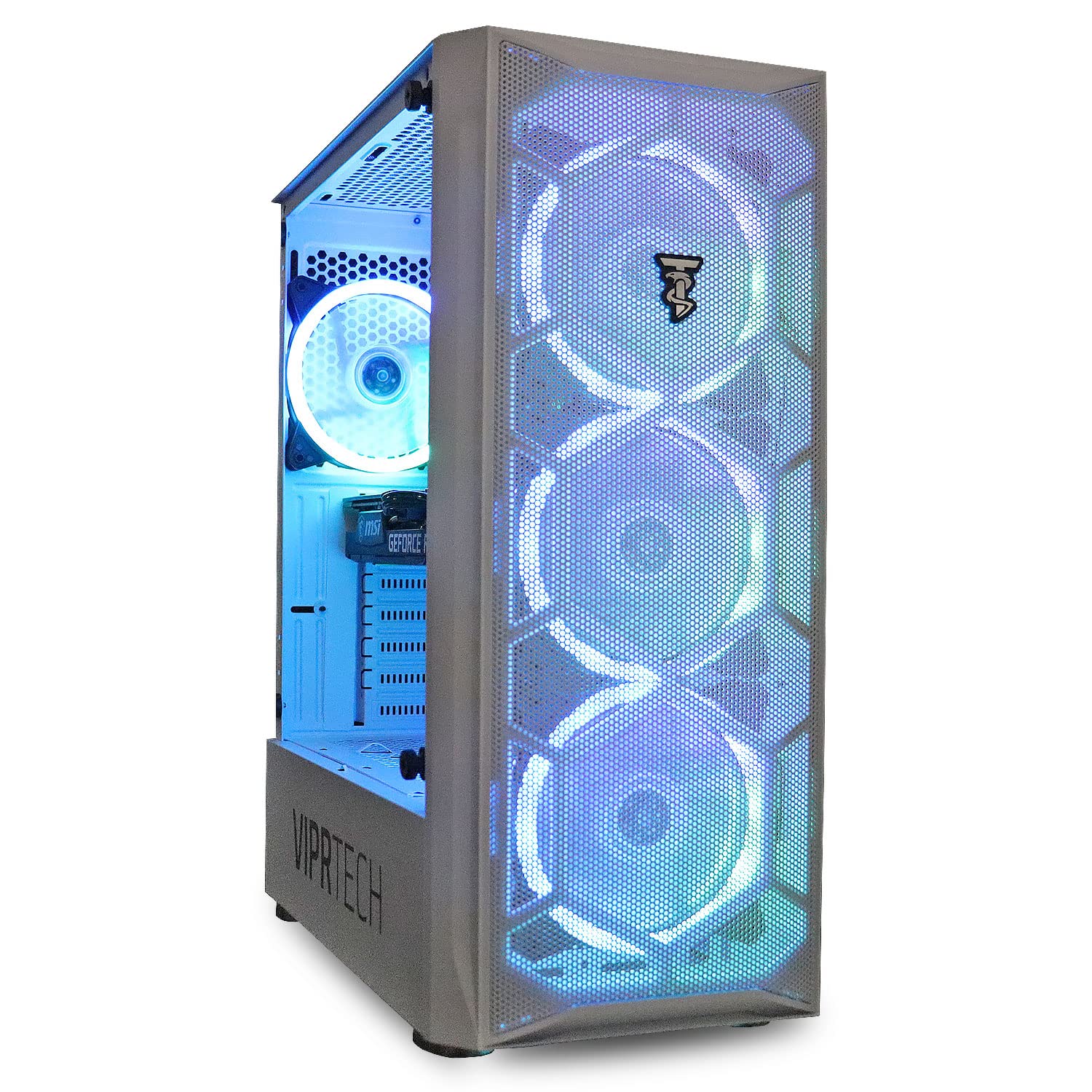 ViprTech Rebel Gaming PC Desktop Computer - Intel Core i5-10400f (12-Core 4.3Ghz), RTX 3050 8GB, 16GB DDR4 RAM, 512GB NVMe SSD, VR-Ready, Streaming, WiFi, RGB, Windows 10, 1 Year Warranty, White